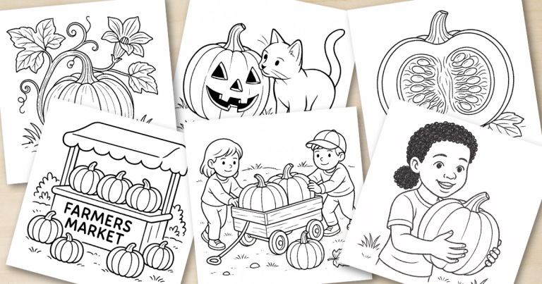 Pumpkin Coloring Pages (Free PDF Printables- Cute and Realistic)